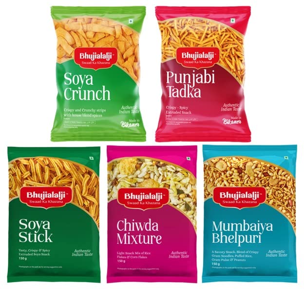 Bhujialalji Chiwda mix (Combo pack of 5) 750g | Mumbaiya bhel | Soya ...