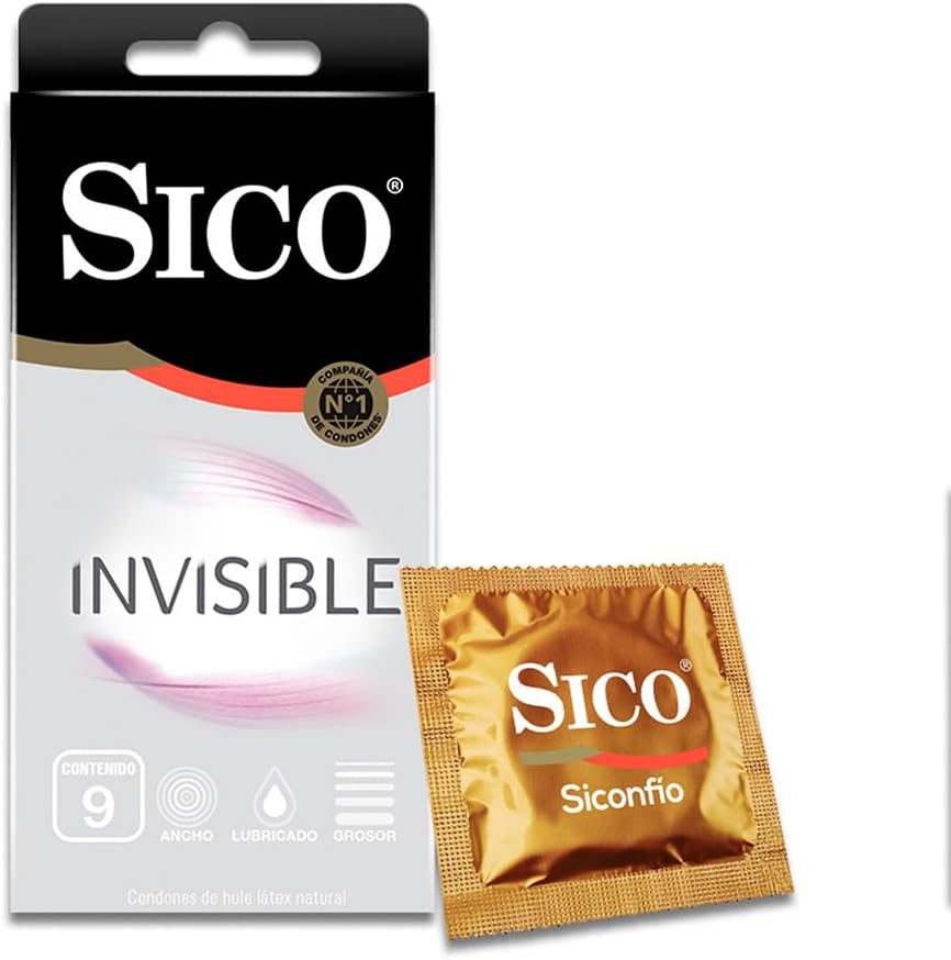 Sico Invisible Ultra Sense Condones de hule látex natural cartera con 9 ...