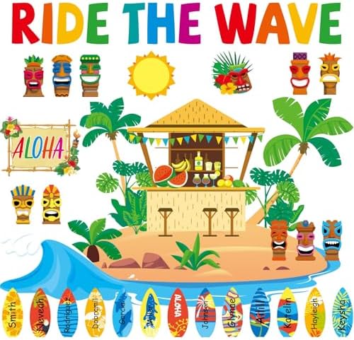 Amazon.com: BeYumi 79Pcs Hawaiian Luau Graduation Bulletin Board Set ...