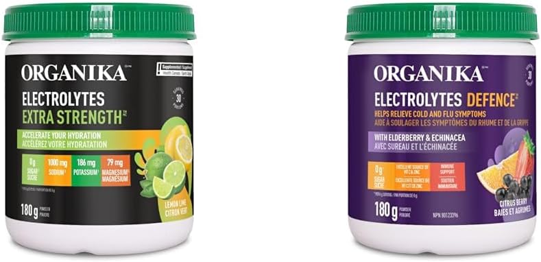 Organika Electrolytes Extra-Strength Powder- Lemon Lime- High in Sodium ...