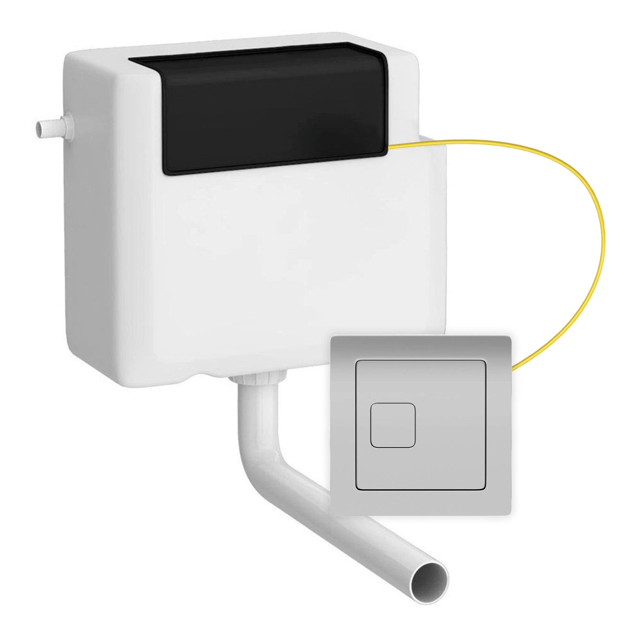 Dual Flush Concealed Cistern with Square Chrome Push Button Cable ...