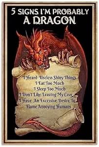 Amazon.com: Dragon Metal Tin Sign 5 Signs I'M Probably A Dragon Funny ...