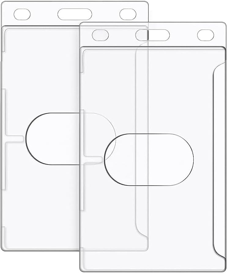 Amazon.com : Hard Plastic Badge Holder, Clear ID Badge Name Card Holder ...