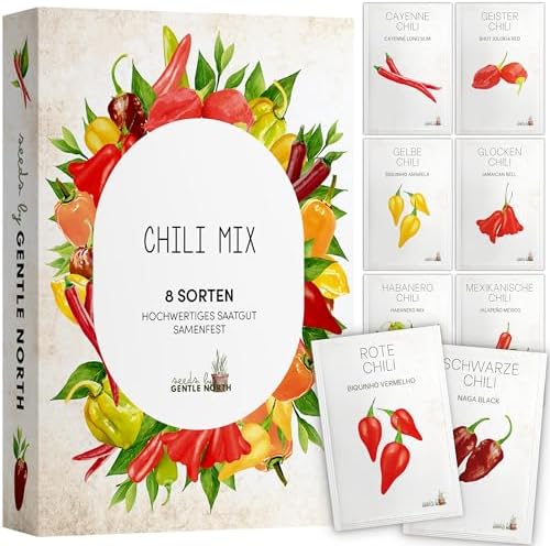 Chili Samen Set (8 Sorten) – Buntes Chili Pflanzen Set für Garten und ...