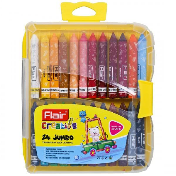 FLAIR Creative Series 24 Shades Triangular Wax Crayons Box Pack ...