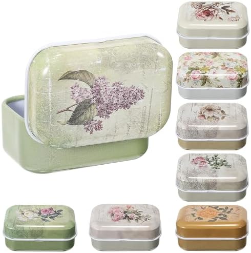 Amazon.com: LIFKOME 8Pcs Mini Tins Box Flower Tin Trinket Box Vintage ...