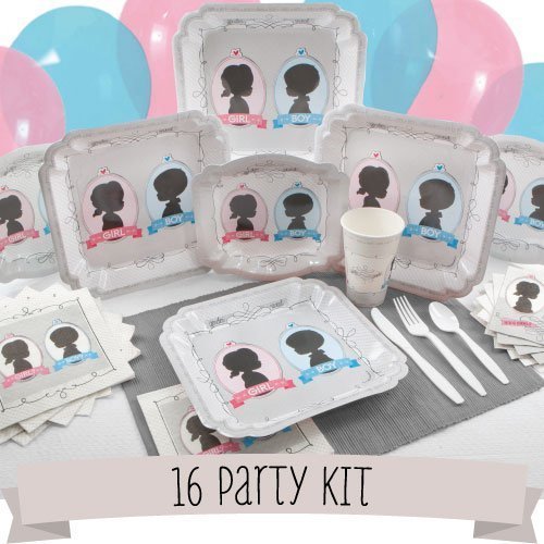 Amazon.com : Gender Reveal - 16 Person Party Kit : Childrens Party ...
