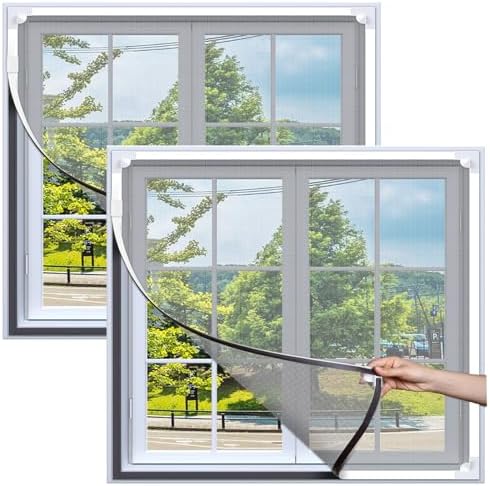 Ribbonlic 2 Packs Magnetic Window Screen Kit 59" x 39" Adjustable DIY ...