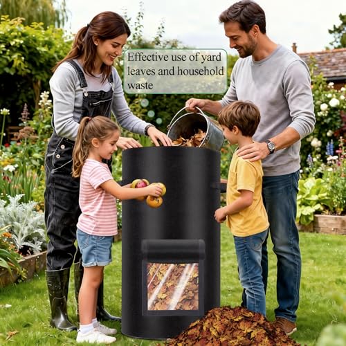 2 Pack Compost Bins Outdoor, 34 Gallon Reusable Home Compost Bucket ...