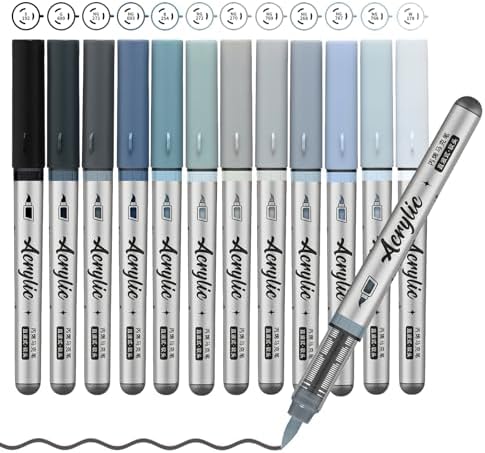 Amazon.com: ZZWUAPT Grey Acrylic Paint Pens,12 Color Paint Pens Markers ...