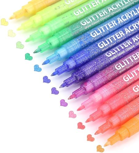 Amazon.com : OLINGYOU Glitter Marker Pens,12 Colors Self-Shimmer ...