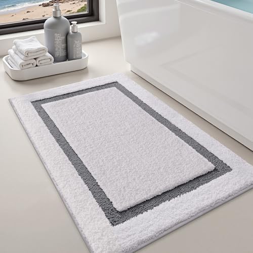 Amazon.com: LUMI White Bath Mats for Bathroom, Non Slip Absorbent Soft ...