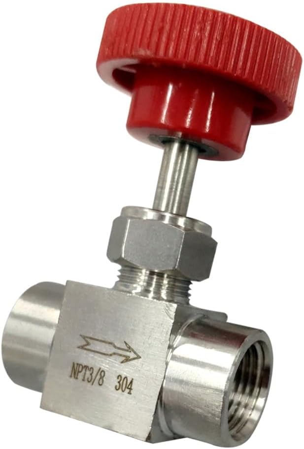 YACO INDUSTRY Red handle needle valve 3/8"" 1500PSI NPT Stainless steel ...