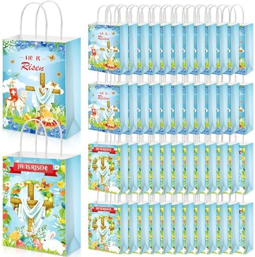 Amazon.com: Hillban 50 Pcs Easter He Is Risen Large Gift Bags Non Woven ...