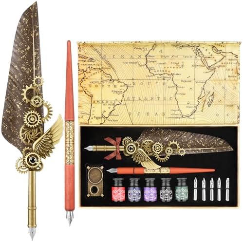 Amazon.com : Feather Pen 27 Pcs Quill Pen and Ink Set Calligraphy Pens ...