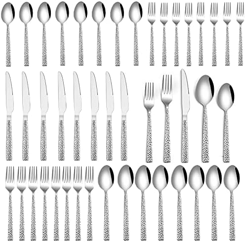 Amazon.com | HaWare 40-Piece Silverware Set, Stainless Steel Flatware ...