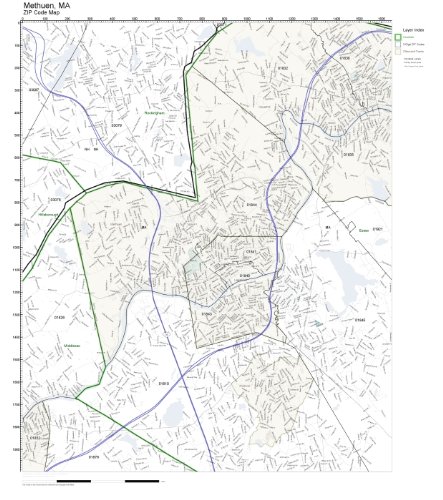 ZIP Code Wall Map of Methuen, MA ZIP Code Map Laminated: Amazon.com ...