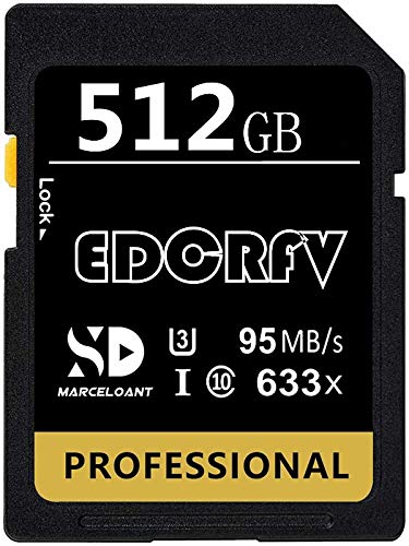 EDCRFV 512gb UHS-I/U3 SDXC Memory Card 512GB Speed up to 95MB/s with SD ...