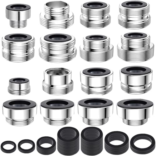 CNYMANY 16pc Faucet Adapter Kit - Male & Female M22 Sink Faucet Adapter ...