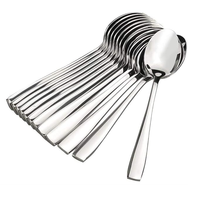 Buy CloudPeakEnt Set of 12 Stainless Steel Dinner Spoons – 16.5 cm ...