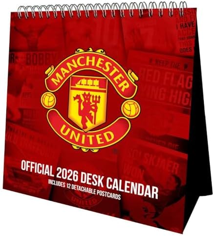 2026 CALENDAR MANCHESTER UNITED FC MONTH TO VIEW DESK EASEL OFFICIAL ...