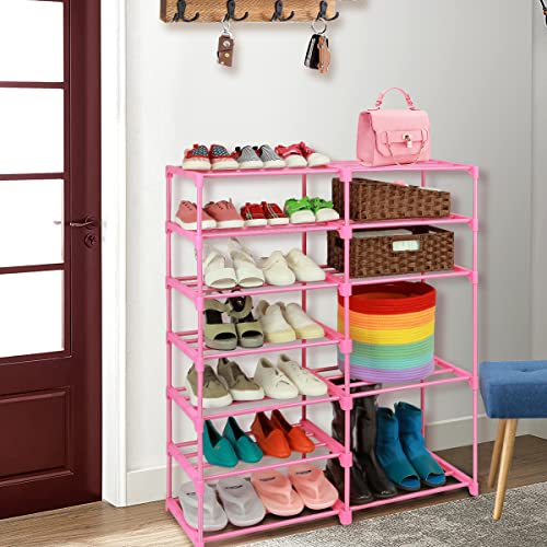 Snapklik.com : 7-Tier Large Pink Shoe Rack, 24-30 Pairs Tall Shoe ...