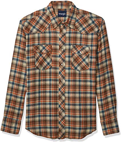 Buy Wrangler Men's Western Flannel Shirt Lightweight, Assorted Plaid, X ...