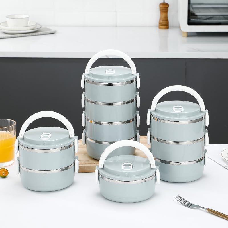 Amazon | TAKEYサーモス ステンレスランチジャー 保温 3段弁当箱 ポーチ付き バッグ付 密封 保温保冷 漏れ防止蓋 通勤 運動会 ...