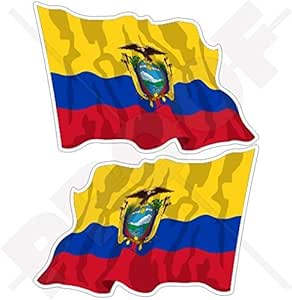ECUADOR Flying Flag, South America Ecuadorian 3" (75mm) Vinyl Bumper ...