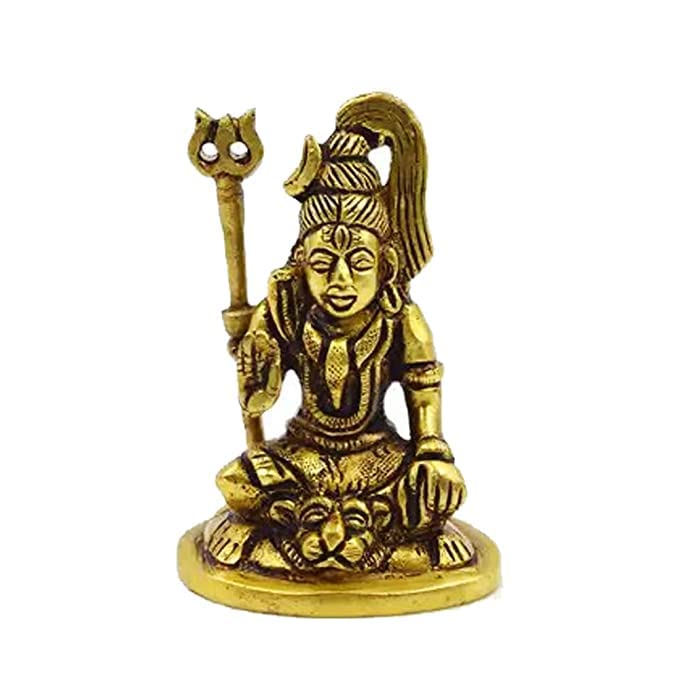 Buy Leo Traders Lord Shiva with Ganga Idol Brass | Shivan Brass Statue ...