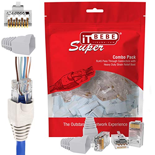 Buy ITBEBE 30/30 RJ45 Cat6 Pass Through Connectors for 23 AWG Cables - 30 Cat6 Passthrough ...