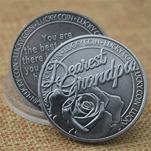 Dearest Grandpa Lucky Coin Collection Silver Plated Embossed Text with ...