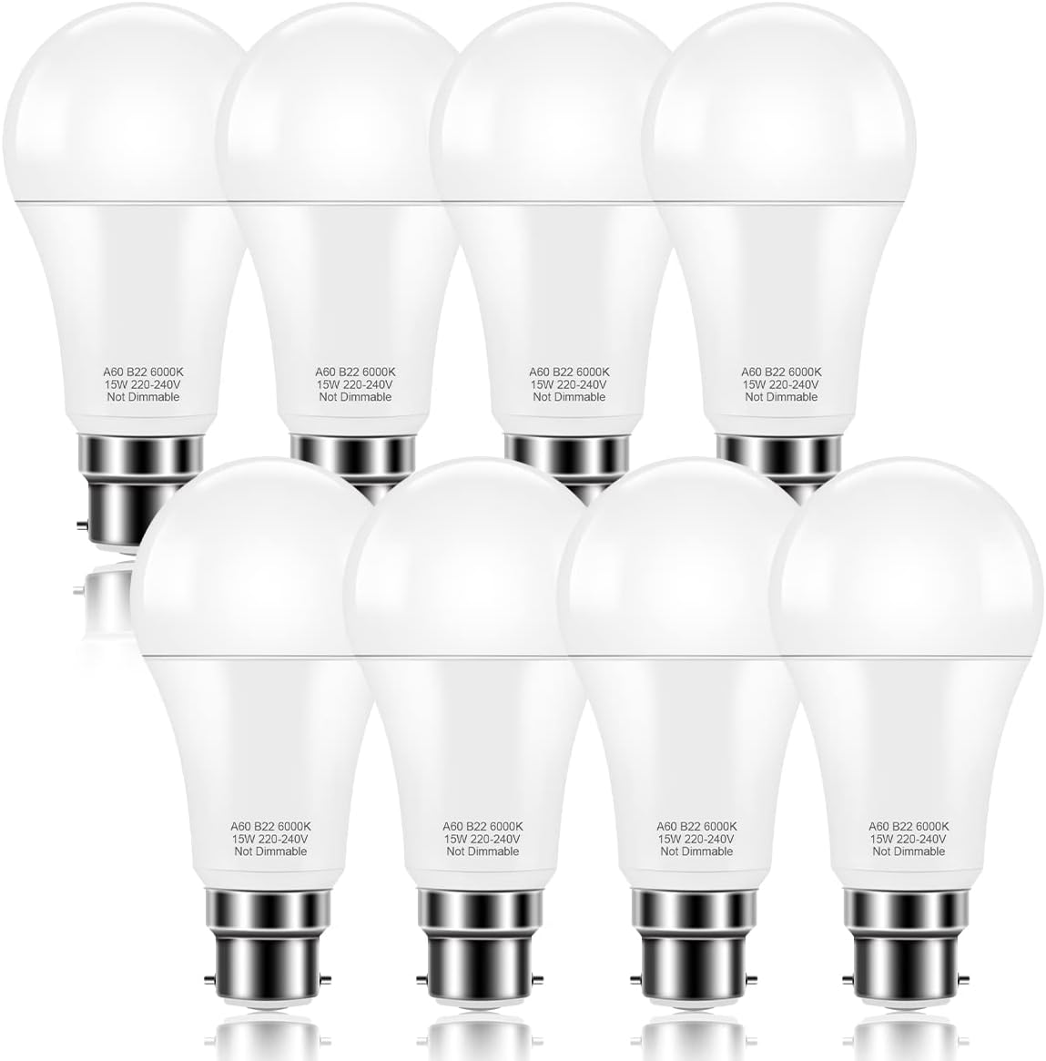 Bonnov B22 LED Bulbs 15W, Super Bright 1500Lm A60 B22 Bayonet Bulbs ...