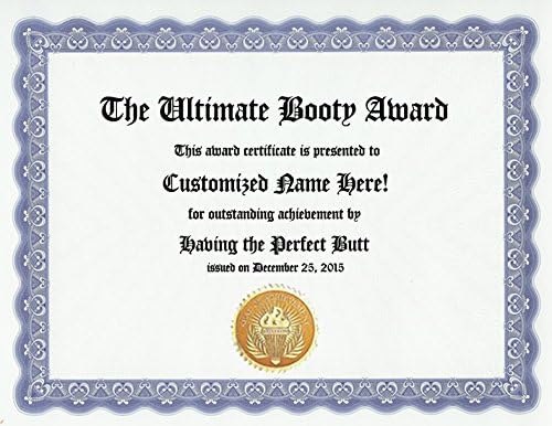 Amazon.com: The Ultimate Booty Award: Personalized Custom Best Butt ...
