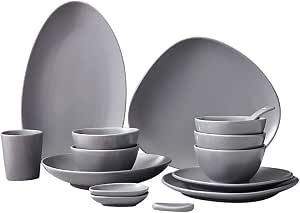 Amazon.com: 23 Pieces Dinnerware Sets Modern Gray Ceramic Dinner Sets ...