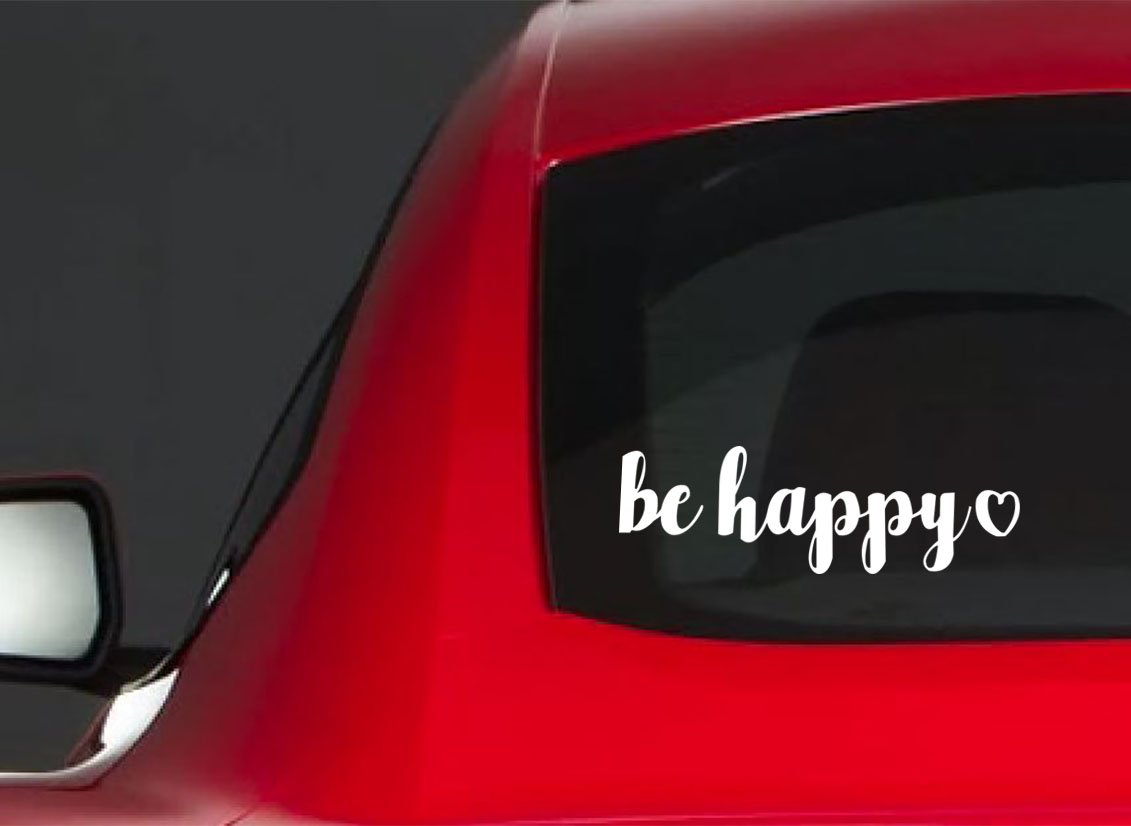 Amazon.com: Be Happy Decal Vinyl Sticker Auto Car Truck Wall Laptop ...