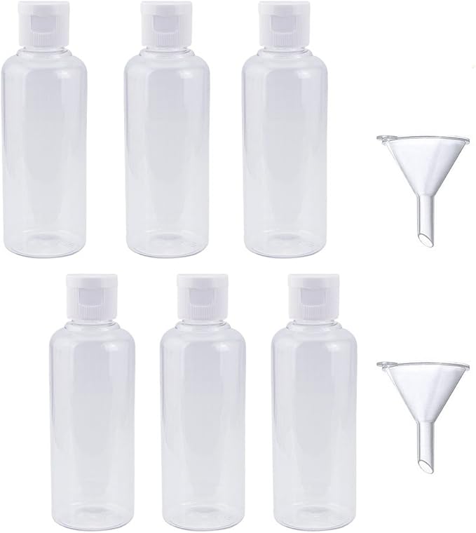 BUZIFU Botellas de Viaje, 6 Piezas Botes Viaje con 2 Mini Embudos para ...