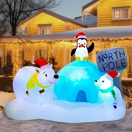 Amazon.com: Joiedomi 6 FT Long Christmas Inflatable North Pole with ...