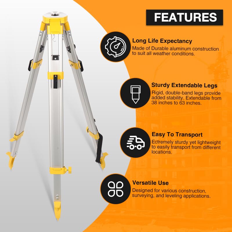 Aluminum Lightweight Tripod 66'' Extended Height and Aluminum Grade Rod ...