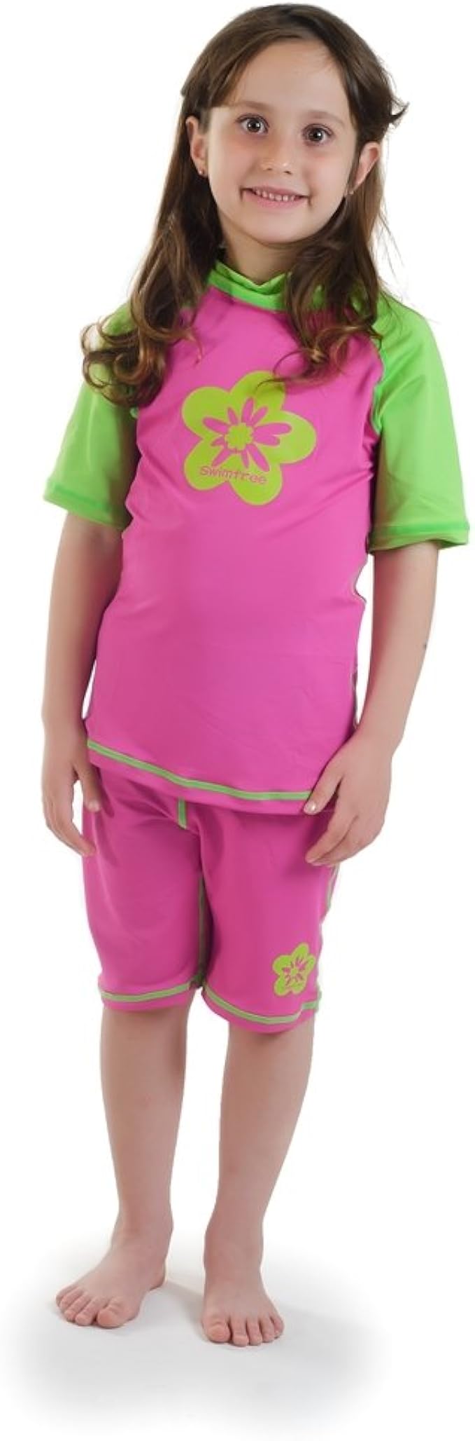 Amazon.com: Girls size 6 Pink/Green Sun UV Protective Rashguard ...