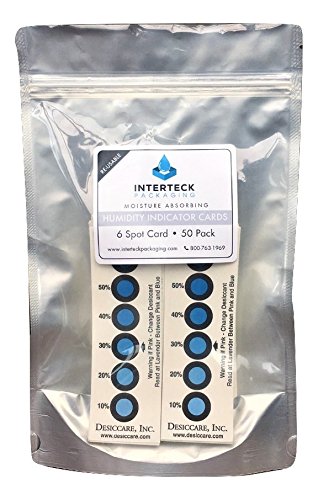 Interteck Packaging 50 Card Pack of Humidity Indicator Cards - 10-60% 6 ...