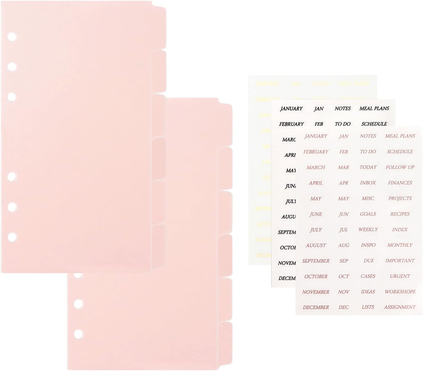 Personal A6 Dividers 6 Hole Transparent Binder Index Page Dividers with ...