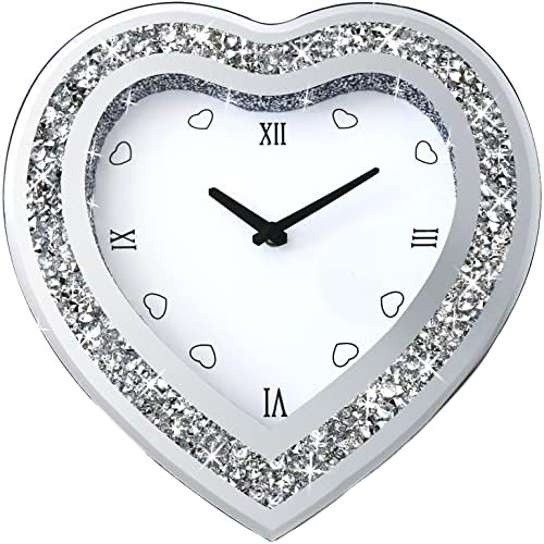 Amazon.com: XIHACTY Wall Clock, Heart-Shaped Mirror Wall Clock, Cute ...