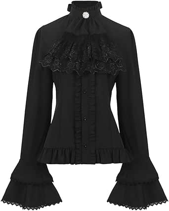 Amazon.com: Womens Medieval Renaissance Blouse Victorian Blouse Gothic ...