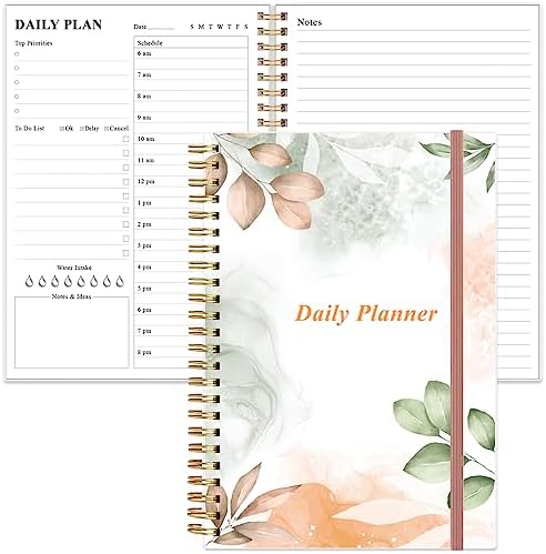 Daily Planner Undated - A5 To Do List Notebook Hourly Schedules, Spiral ...