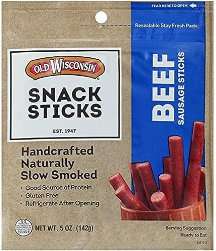 Amazon.com: Old Wisconsin Beef Sausage Snack Sticks, Naturally Smoked ...