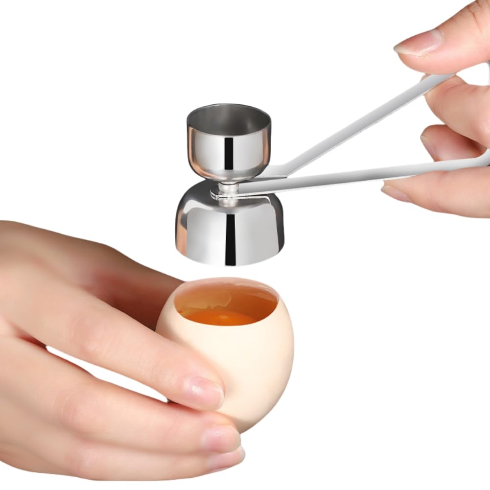 Amazon | Jiza エッグカッター 卵の殻割り 両面使える卵割り器 ステンレス製 卵の殻抜き器 キッチンツール エッグハンマータッチ 玉子 半熟卵 殻割り器 エッグスライサー 卵 殻 ...