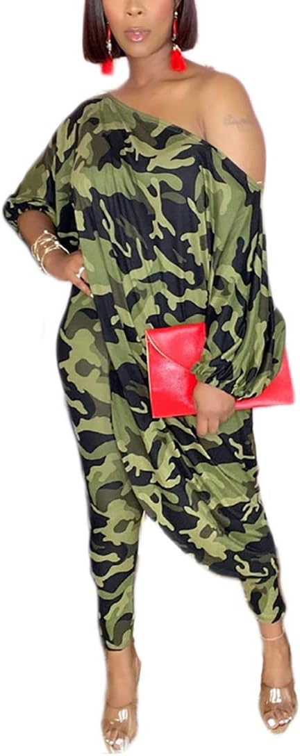 Amazon.com: WOKANSE Women's 2 Piece Outfits Off Shoulder Loose ...