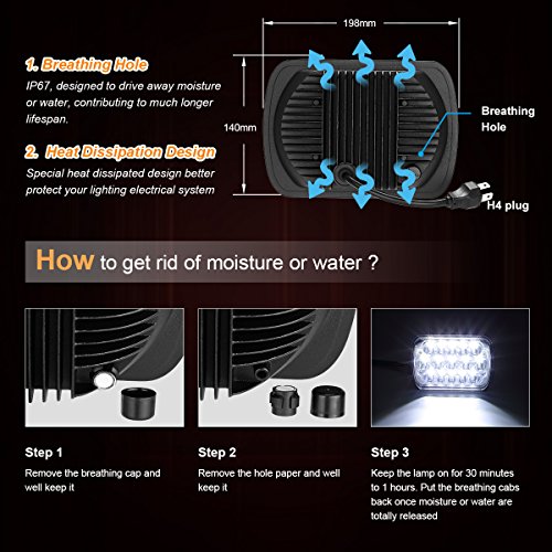 Snapklik.com : H6054 Led Headlights W/Pair Ceramic H4 Socket, Pair 7x6 ...