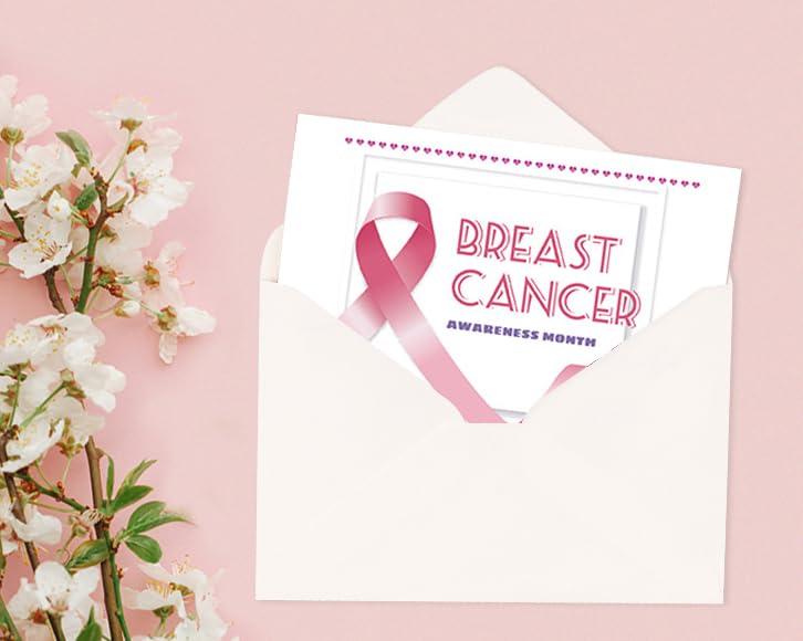 Cancer Awareness Greeting Cards Quilled Breast Cancer Ribbon Greeting